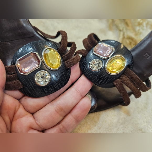 Celine | Shoes | Vintage Celine Boho Style Kitty Heel Sandal | Poshmark